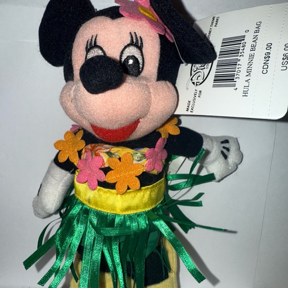 Disney | Toys | Disney Minnie Mouse Hula Plush Black Yellow Green ...